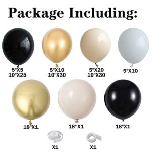 Black Gold White Sand Balloon Garland Arch Kit 133Pcs Gold Chrome Metallic Sand White Beige Boho Latex Balloons for Birthday Wedding 2023 New Year Party Decoration