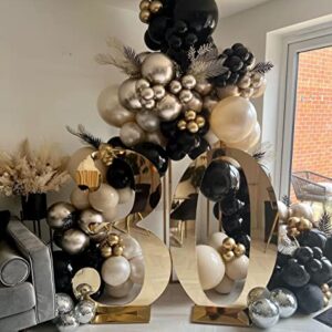 Black Gold White Sand Balloon Garland Arch Kit 133Pcs Gold Chrome Metallic Sand White Beige Boho Latex Balloons for Birthday Wedding 2023 New Year Party Decoration