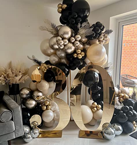 Black Gold White Sand Balloon Garland Arch Kit 133Pcs Gold Chrome Metallic Sand White Beige Boho Latex Balloons for Birthday Wedding 2023 New Year Party Decoration