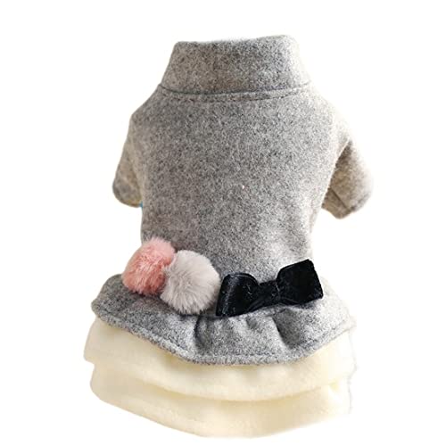 NUAAJE Dog Harness Dress Set Comfy Puppy Girl Skirt Doggy One-Piece Pet Clothes for Walk Doggie Outfits Cat Apparel (Pink/Grey) (Color : Gray, Size : Small)