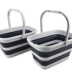 SAMMART 12L (3.1 Gallon) Collapsible Rectangular Handy Basket/Bucket (Set of 2)