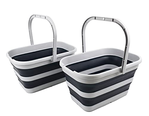 SAMMART 12L (3.1 Gallon) Collapsible Rectangular Handy Basket/Bucket (Set of 2)