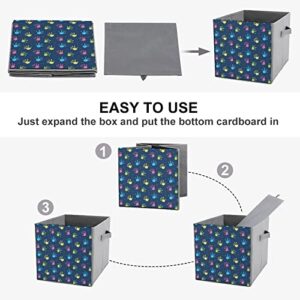 Hand Prints Pattern Storage Bin Foldable Cube Closet Organizer Square Baskets Box with Dual Handles