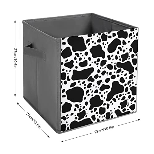 Cow Break Spot Storage Bin Foldable Cube Closet Organizer Square Baskets Box with Dual Handles