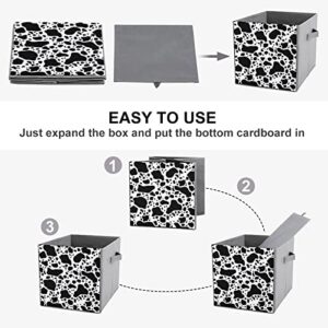 Cow Break Spot Storage Bin Foldable Cube Closet Organizer Square Baskets Box with Dual Handles