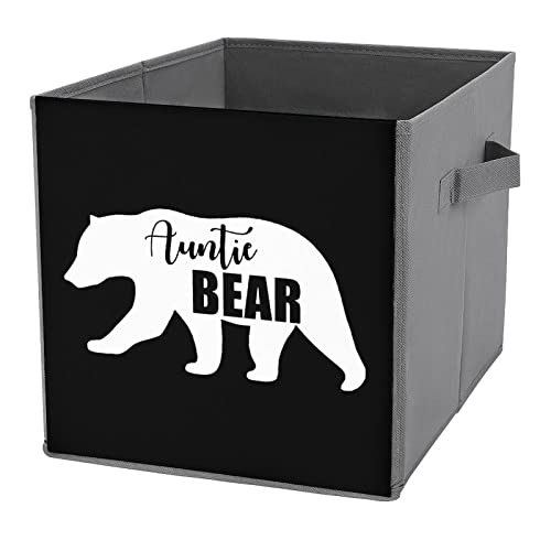 Auntie Bear Storage Bin Foldable Cube Closet Organizer Square Baskets Box with Dual Handles