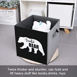 Auntie Bear Storage Bin Foldable Cube Closet Organizer Square Baskets Box with Dual Handles