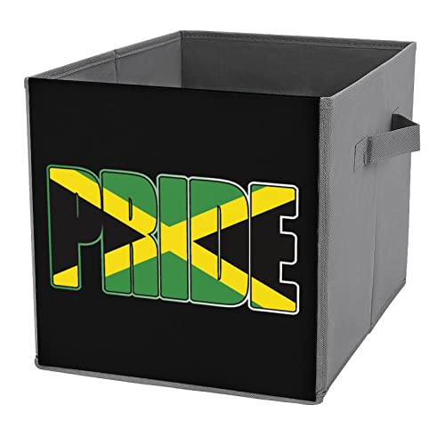 Jamaica Pride Flag Storage Bin Foldable Cube Closet Organizer Square Baskets Box with Dual Handles