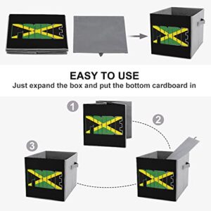 Jamaica Pride Flag Storage Bin Foldable Cube Closet Organizer Square Baskets Box with Dual Handles