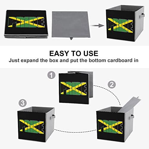 Jamaica Pride Flag Storage Bin Foldable Cube Closet Organizer Square Baskets Box with Dual Handles