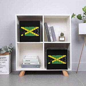 Jamaica Pride Flag Storage Bin Foldable Cube Closet Organizer Square Baskets Box with Dual Handles