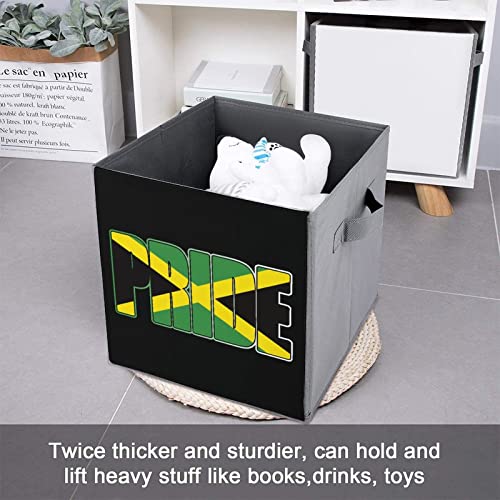 Jamaica Pride Flag Storage Bin Foldable Cube Closet Organizer Square Baskets Box with Dual Handles