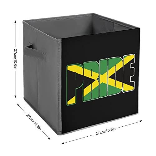 Jamaica Pride Flag Storage Bin Foldable Cube Closet Organizer Square Baskets Box with Dual Handles