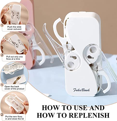 4 Pack Portable Floss Dispenser,Dental Floss Portable Case with 48Pcs Dental Floss, Upgrade Automatic Floss Organizer for Family Hotel Travel