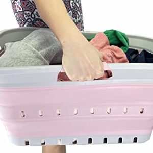 SAMMART 42L(11 Gallon) Collapsible Plastic Laundry Basket - Foldable Pop Up Storage Container/Organizer - Portable Washing Tub - Space Saving Hamper/Basket