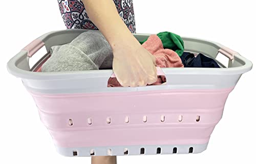 SAMMART 42L(11 Gallon) Collapsible Plastic Laundry Basket - Foldable Pop Up Storage Container/Organizer - Portable Washing Tub - Space Saving Hamper/Basket