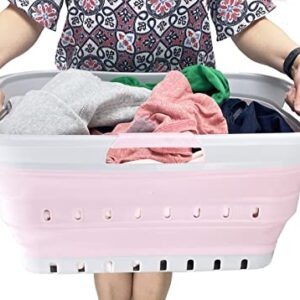 SAMMART 42L(11 Gallon) Collapsible Plastic Laundry Basket - Foldable Pop Up Storage Container/Organizer - Portable Washing Tub - Space Saving Hamper/Basket