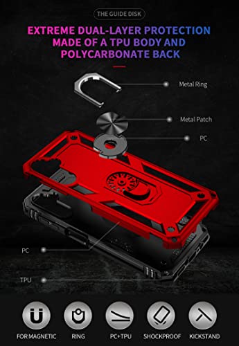 Dzxouui Samsung A14 5G Case [2 Pack] Screen Protector, Military Grade Shockproof Full Body Protection, Magnetic Kickstand - Red