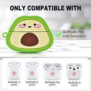 AIRSPO Case for Airpods Pro 2nd Generation 2022, Cute Cartoon Airpod Pro 2 Case for Girls Boys Fashion Soft Silicone Character Protective Skin for AirPods Pro 2 Carrying Case (Avocado-Pro 2)