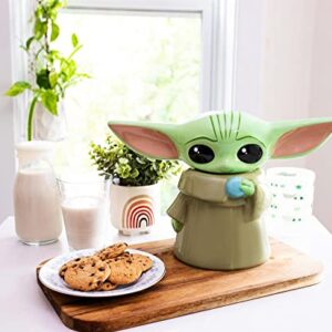 Star Wars: The Mandalorian Grogu The Child 13-Inch Ceramic Cookie Jar Container With Lid | Kitchen Storage For Snacks