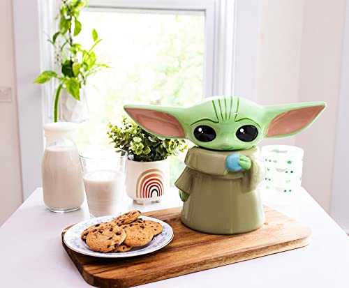 Star Wars: The Mandalorian Grogu The Child 13-Inch Ceramic Cookie Jar Container With Lid | Kitchen Storage For Snacks