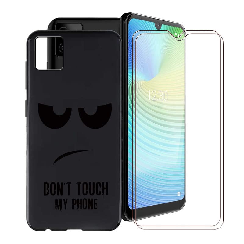 HGJTF Phone Case for NUU A9L (6.3") with [2 X Tempered Glass Screen Protector], Ultra-Thin Soft Silicone Bumper Shell Shockproof TPU Black Cover for NUU A9L - DUO5