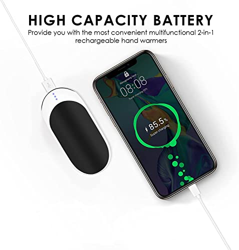 Hand Warmers Rechargeable, 2 in 1 Electric Hand Warmer Reusable with 3 Heating Modes, Portable Pocket Heater 9000mAh Power Bank, Great Gift for Christmas Outdoors, Camping