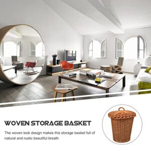 Cabilock Office Garbage Bin Multipurpose Sundries Wastebasket Waste Trash Living Bucket Hyacinth for Rattan Flower Multi-Function Bathroom Finishing Wicker Storage Home Can Pots Basket