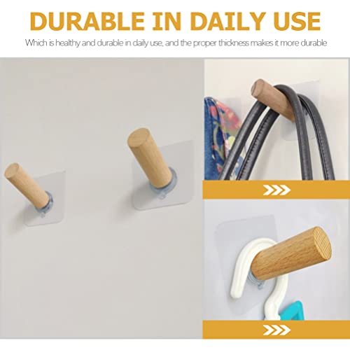 DOITOOL Heavy Duty Wall Hook 12Pcs Wood Wall Hooks for Hanging, Wooden Coat Hooks Wall Mounted, Adhesive Decorative Wall Hooks for Hanging Hat, Key,Towel(5 cm/ 2 inch) Backpack Hanger