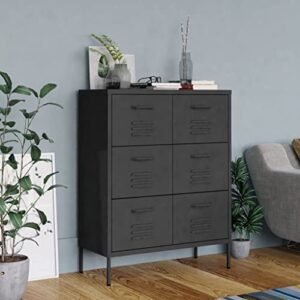 golinpeilo metal 6-drawer storage cabinet, steel drawer storage organizer, metal storage dresser cabinet, office storage file cabinet for home office organization, 31.5"x13.8"x40" anthracite