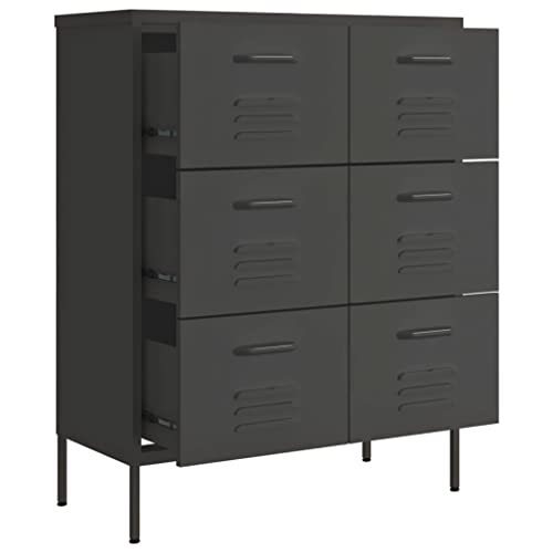 GOLINPEILO Metal 6-Drawer Storage Cabinet, Steel Drawer Storage Organizer, Metal Storage Dresser Cabinet, Office Storage File Cabinet for Home Office Organization, 31.5"x13.8"x40" Anthracite