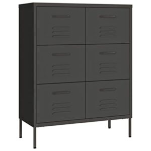 GOLINPEILO Metal 6-Drawer Storage Cabinet, Steel Drawer Storage Organizer, Metal Storage Dresser Cabinet, Office Storage File Cabinet for Home Office Organization, 31.5"x13.8"x40" Anthracite