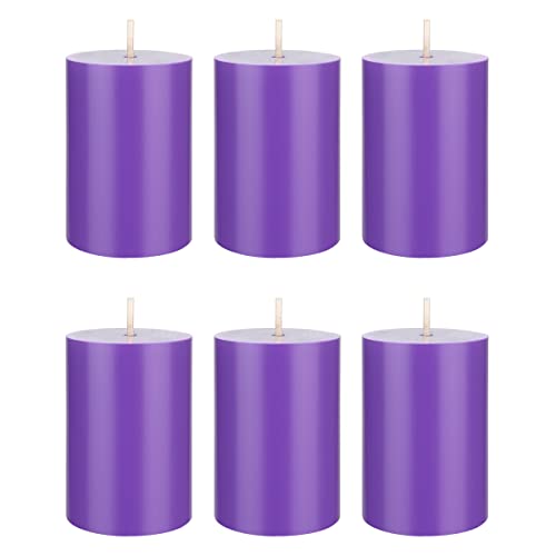 Mega Candles 6 pcs Unscented Lavender Round Pillar Candle, Hand Poured Premium Wax Candles 2 Inch x 3 Inch, Home Décor, Wedding Receptions, Baby Showers, Birthdays, Celebrations, Party Favors & More