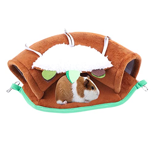 Honrane Pet Tunnel Collapsible Tube Toy Tunnel, Guinea Pigs Hammock Comfortable Breathable Hideout Tunnel Hamster Ferret Rat Nest Hanging Bed for Small Animal Coffee