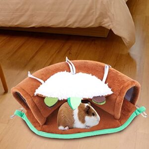 Honrane Pet Tunnel Collapsible Tube Toy Tunnel, Guinea Pigs Hammock Comfortable Breathable Hideout Tunnel Hamster Ferret Rat Nest Hanging Bed for Small Animal Coffee