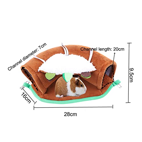 Honrane Pet Tunnel Collapsible Tube Toy Tunnel, Guinea Pigs Hammock Comfortable Breathable Hideout Tunnel Hamster Ferret Rat Nest Hanging Bed for Small Animal Coffee