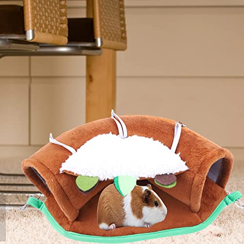 Honrane Pet Tunnel Collapsible Tube Toy Tunnel, Guinea Pigs Hammock Comfortable Breathable Hideout Tunnel Hamster Ferret Rat Nest Hanging Bed for Small Animal Coffee