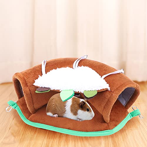 Honrane Pet Tunnel Collapsible Tube Toy Tunnel, Guinea Pigs Hammock Comfortable Breathable Hideout Tunnel Hamster Ferret Rat Nest Hanging Bed for Small Animal Coffee