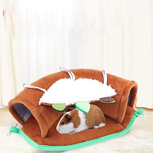 Honrane Pet Tunnel Collapsible Tube Toy Tunnel, Guinea Pigs Hammock Comfortable Breathable Hideout Tunnel Hamster Ferret Rat Nest Hanging Bed for Small Animal Coffee