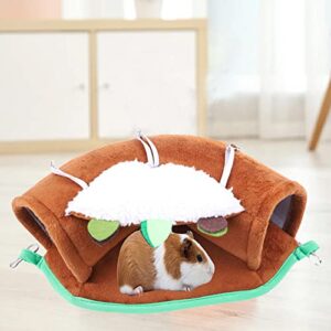 Honrane Pet Tunnel Collapsible Tube Toy Tunnel, Guinea Pigs Hammock Comfortable Breathable Hideout Tunnel Hamster Ferret Rat Nest Hanging Bed for Small Animal Coffee