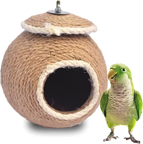 Birdhouse, Parakeet Bird Nest for Cage Coconut Shell Rope Weave Bird Breeding Nest for Budgie Parakeet Conure Canary Lovebird