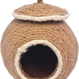 Birdhouse, Parakeet Bird Nest for Cage Coconut Shell Rope Weave Bird Breeding Nest for Budgie Parakeet Conure Canary Lovebird