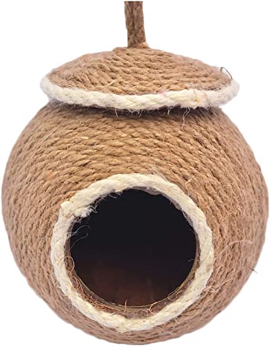 Birdhouse, Parakeet Bird Nest for Cage Coconut Shell Rope Weave Bird Breeding Nest for Budgie Parakeet Conure Canary Lovebird