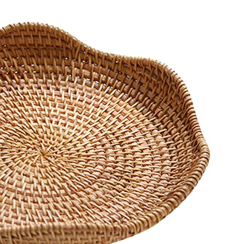 Gralara Rattan Round Serving Tray Display Hand Woven Wicker Tray for Nuts Parties Kitchen Counter Decor Table Decorative, 21cmx3cm