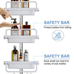 MOFAOTU Shower Caddy Corner, 4-Layer Shower Organizer, Rustproof Stainless Shower Shelves, Large Shower Storage and Shower Caddy Tension Pole, Drill Free Shower Rack, 55-117 Inch, White