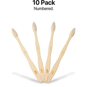 SeaTurtle Plant-Based Bristles, Bamboo Toothbrushes, Individually Sealed, Soft Nautral Toothbrush for Adults, 10 Pack