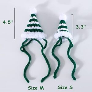 Hand Knitted Dog Cat Santa hat & Scarf Set, Christmas Costumes for Small Dogs Cats, Santa Claus Xmas Tree Accessories (Medium, Green)