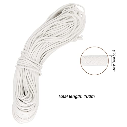 MOUYAT 328 Ft x 1/4 Inch Natural Cotton Rope, White Clothesline Cotton Cord, All Purpose Braided Cotton Cord Utility Rope for Clothes Hanging, Macrame, Plant Hanger, Knitting Crafts