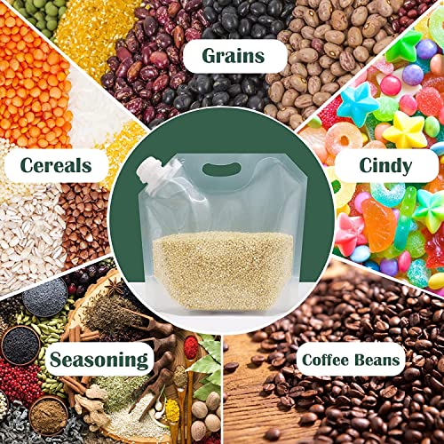 Large 1.3" Diameters Cereal Containers Storage Airtight Dispenser Dry Food Storage Pouches with Lids Grain Moisture-Proof Sealed Bag Clear Ziplock Bags Reusable Kitchen Organization Stackable 5 Pcs