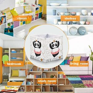 Kigai Panda Dancer Cube Storage Bins - 11x11x11 In Large Foldable Storage Basket Fabric Storage Baskes Organizer for Toys, Books, Shelves, Closet, Home Decor